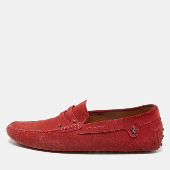 Tod's | Shoes | Tods By Ferrari Red Suede Penny Loafers Size 42 | Poshmark